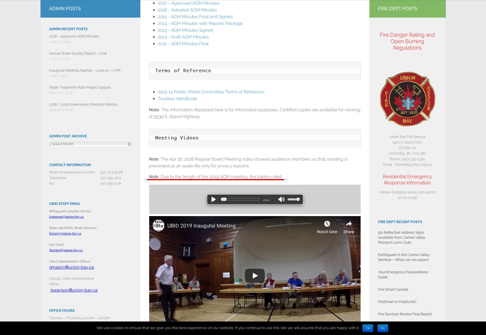UBID Admin slips in the 2019 AGM video – not complete – dead battery ...